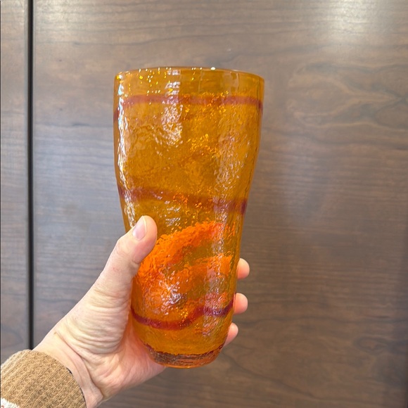 Art | Handcrafted Orange Glass Vase | Poshmark